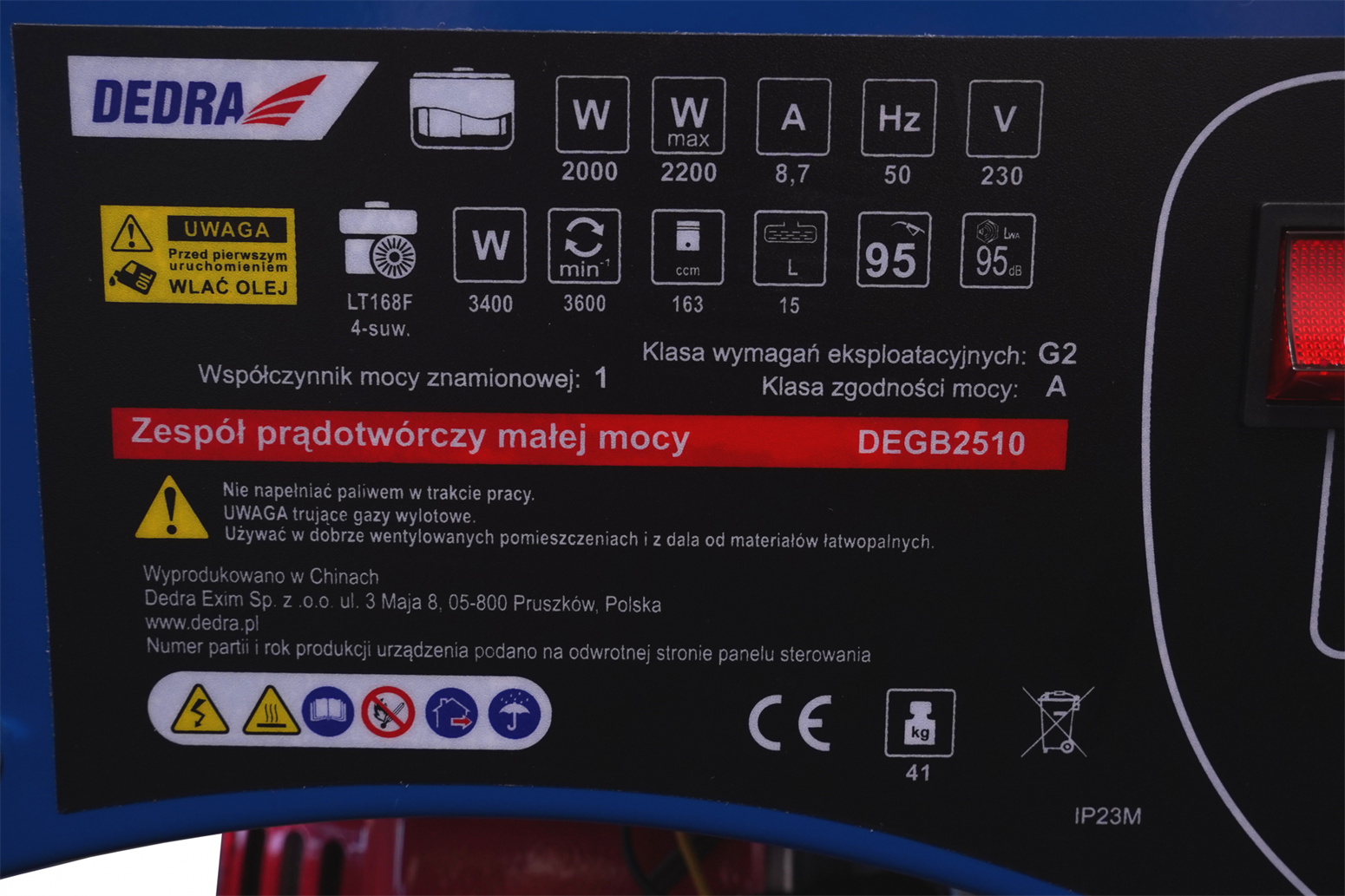 Agregat prądotwórczy Dedra DEGB2510 | Narzedzia.pl
