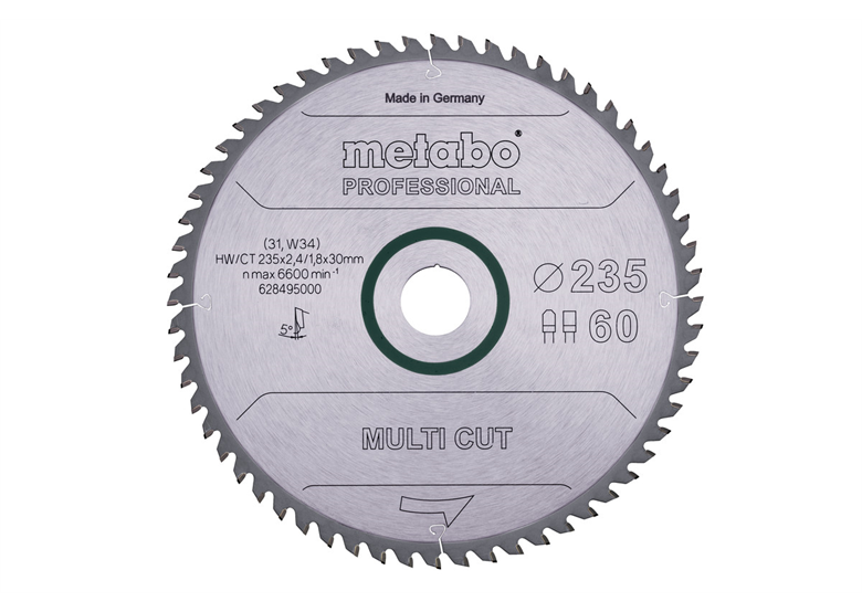 Tarcza pilarska multi cut – professional, 235x30, Z60 FZ/TZ 5° Metabo ...