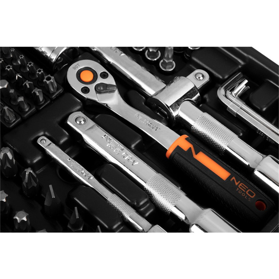 Klucze nasadowe CRV 1/2", 3/8", 1/4", zestaw 219 elementów Neo 10-076 | Narzedzia.pl