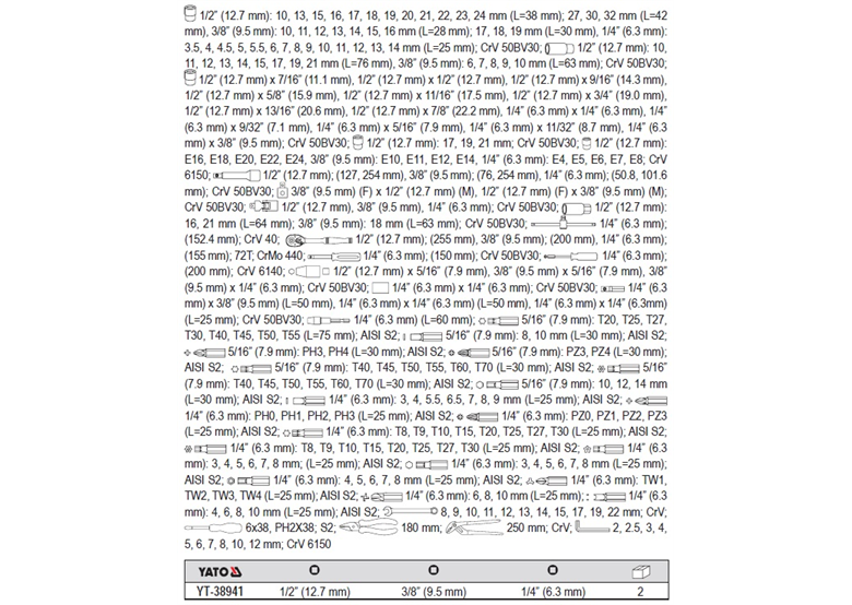 Zestaw narzędzi ręcznych, 225 elementów Yato YT-38941 | Narzedzia.pl