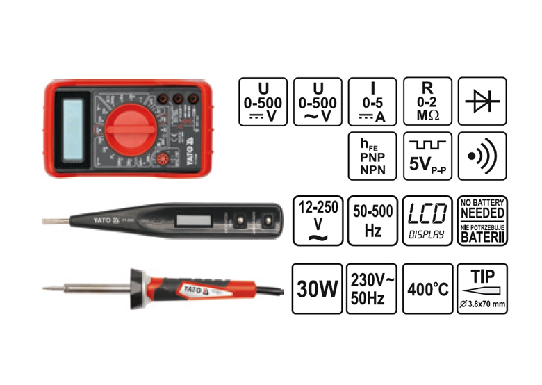 Zestaw narzędzi dla elektryków, 68 elementów Yato YT-39009 | Narzedzia.pl